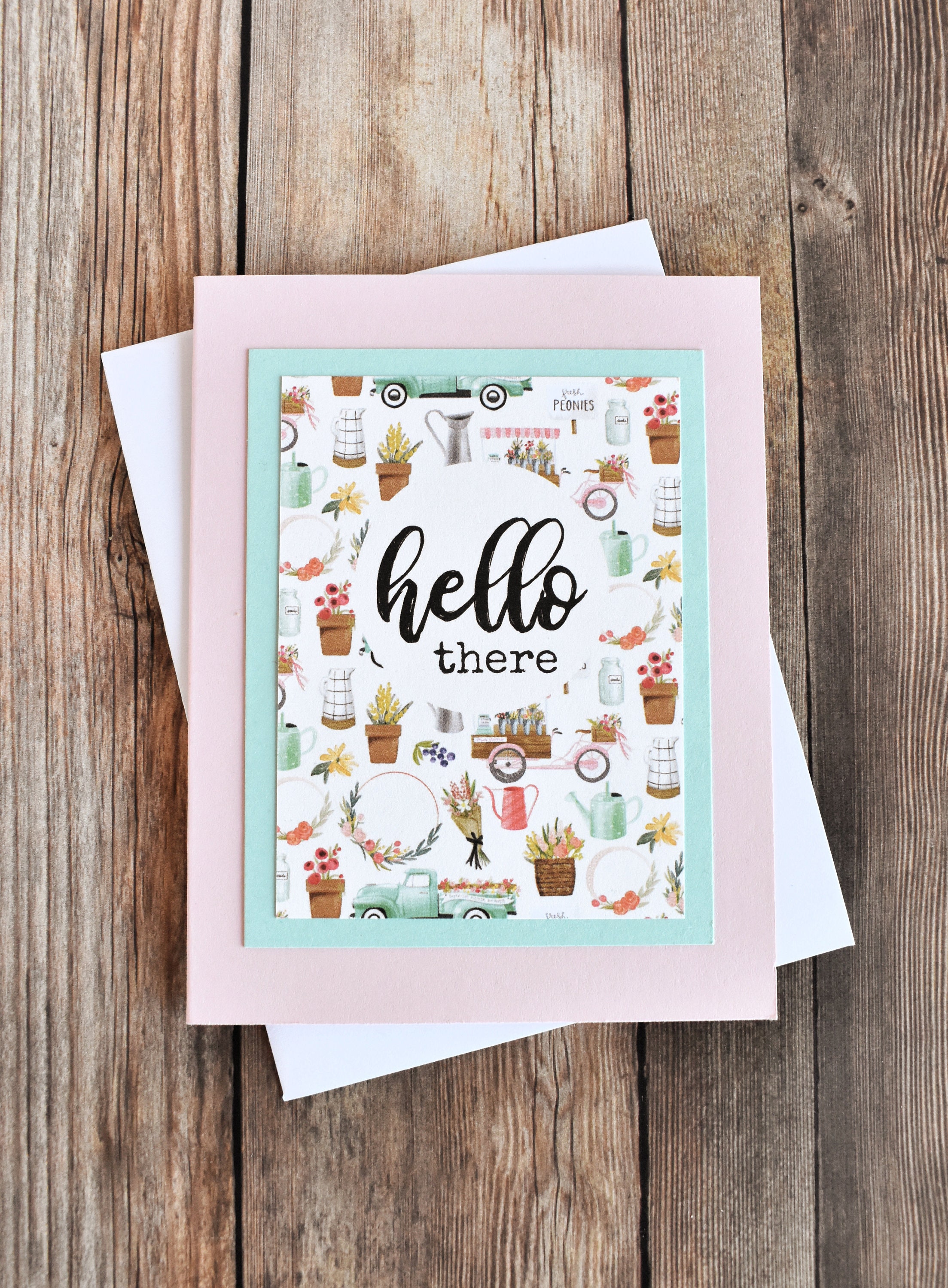 Mint & Pink Handmade Cards Hello Cards, Thank You Cards, Blank Cards ...