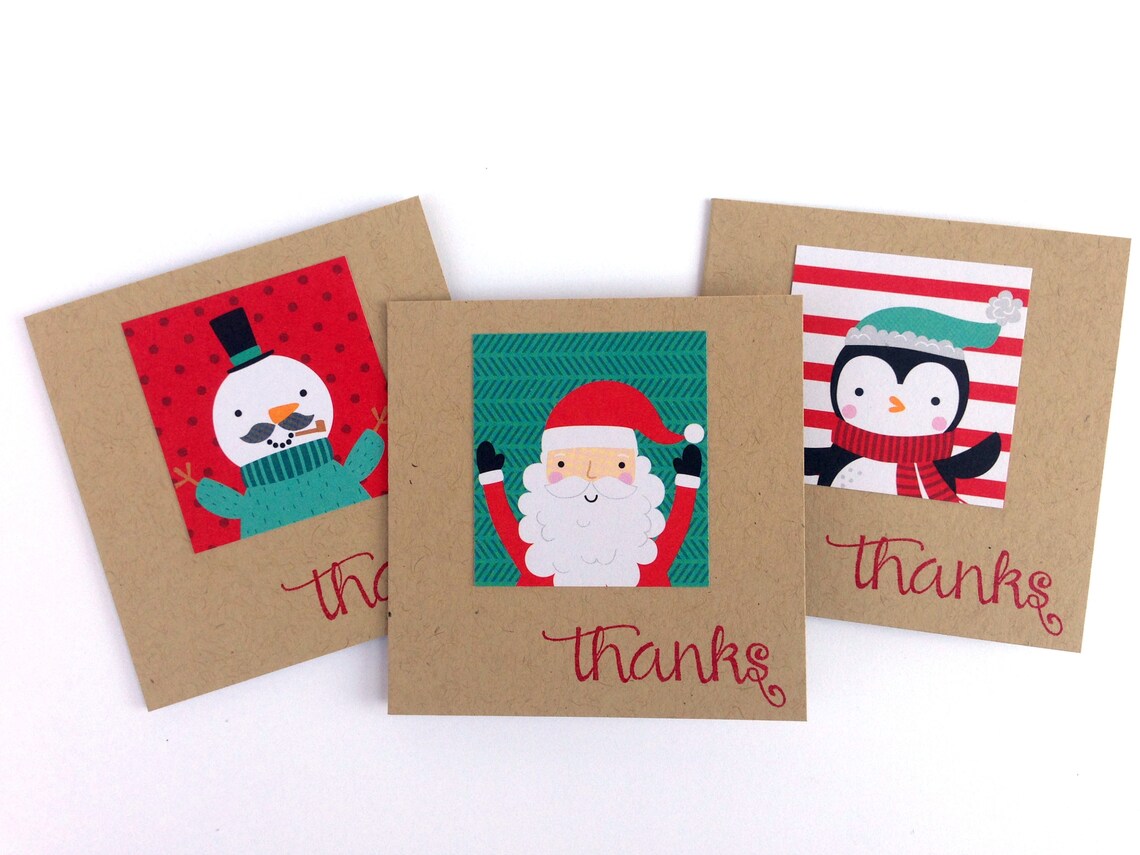 Mini Christmas Thank You Card Mini 3 X 3 Cards With - Etsy