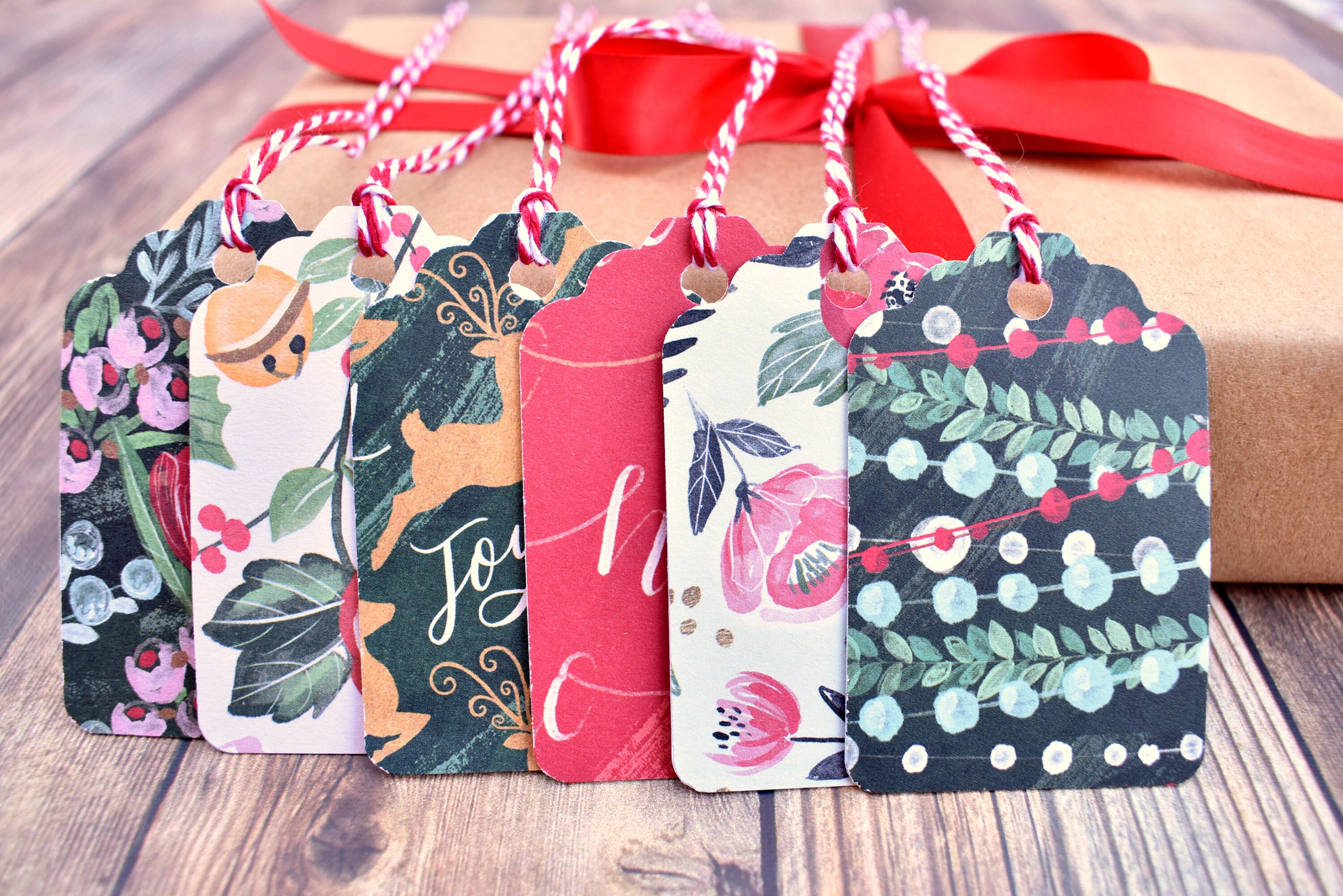 Modern Watercolor Christmas Gift Tags With String Stamped Christmas ...