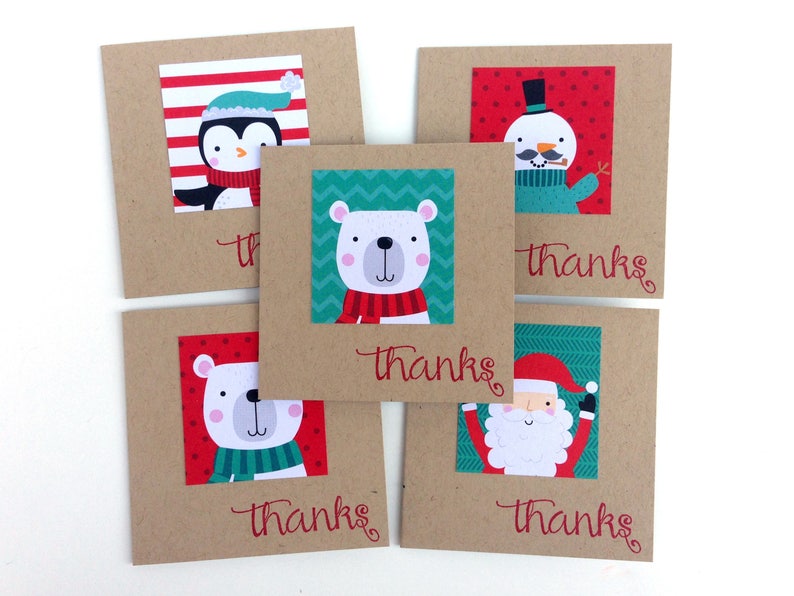 Mini Christmas Thank You Card Mini 3 x 3 Cards with | Etsy