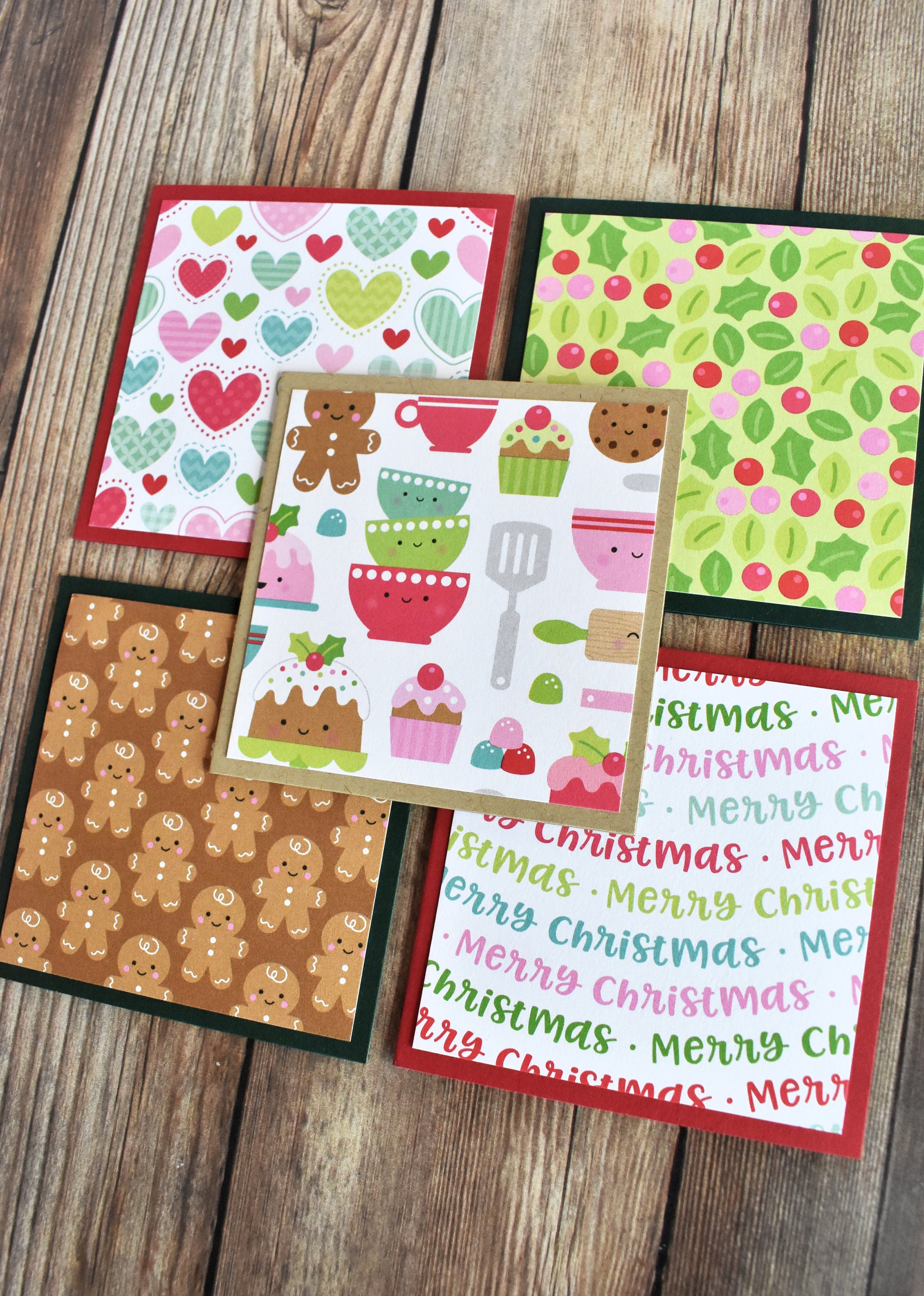 Mini Christmas Cards Mini Holiday Cards Tiny Gingerbread Christmas Card ...