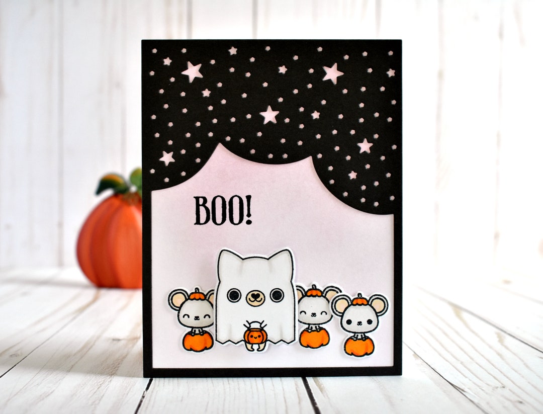 Cute Ghost Kids Halloween Card Boo Happy Halloween Card for Girl Trick ...