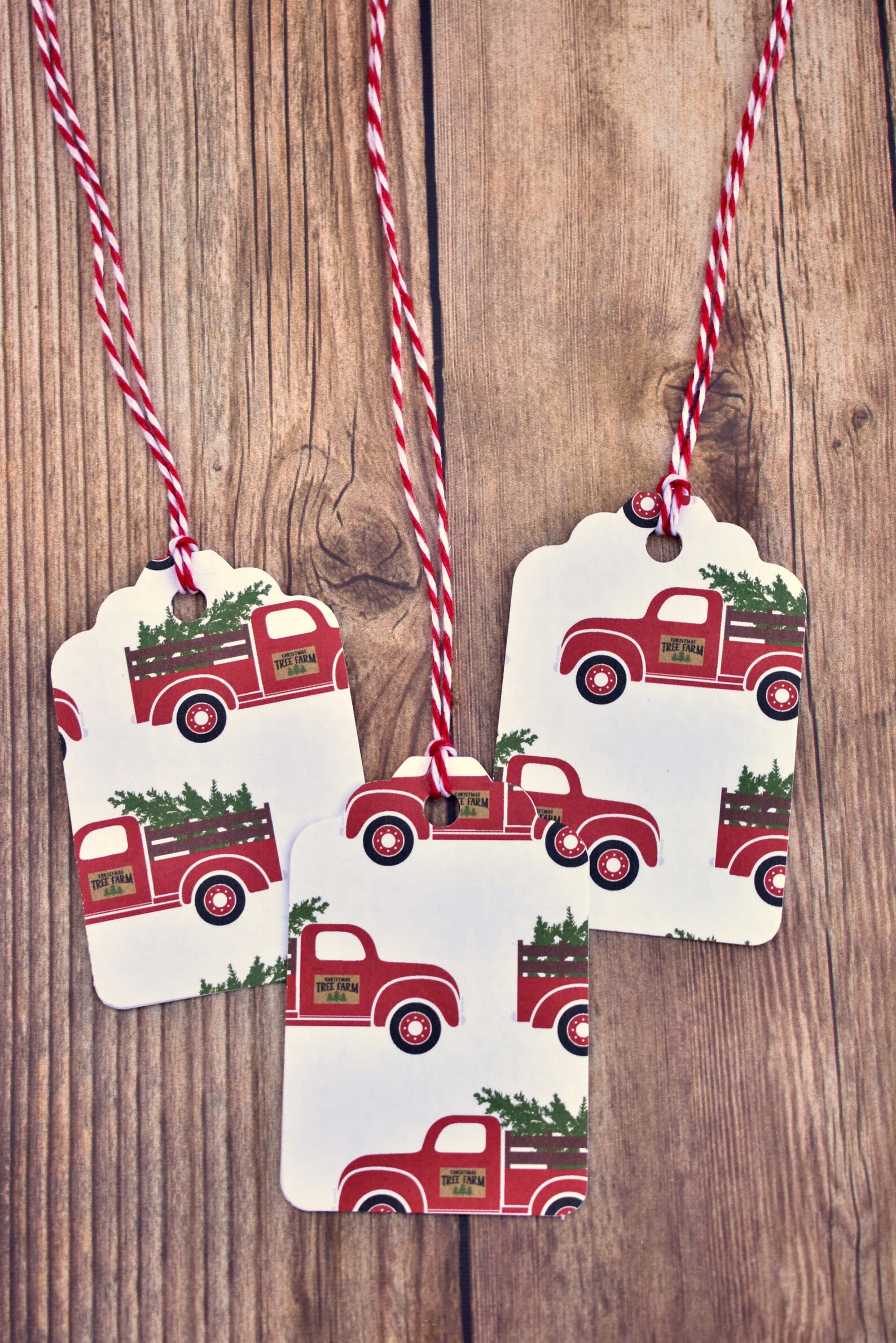Handmade Red Truck Christmas Gift Tags With String Rustic Christmas ...