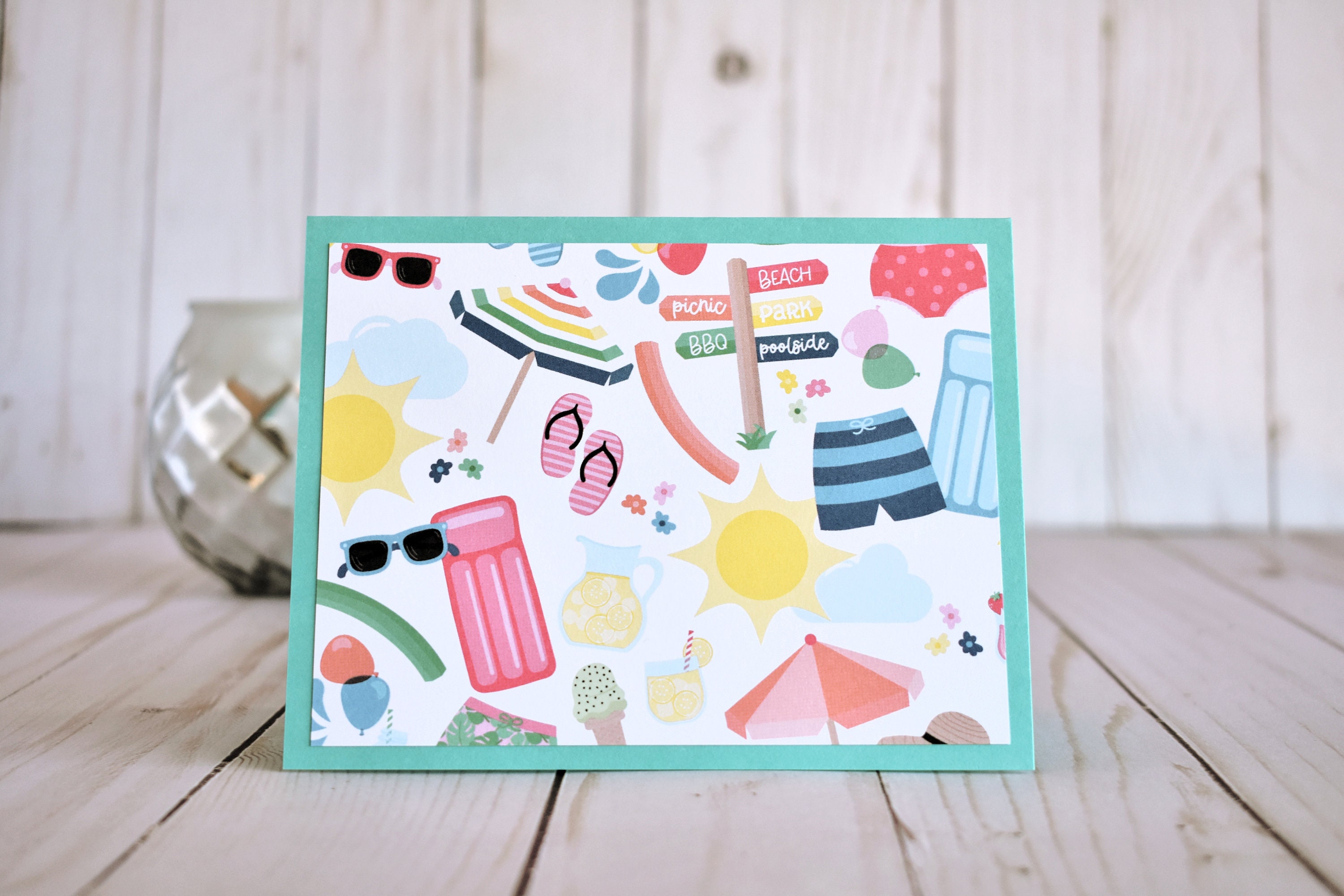 6 Handmade Summer Notecards Summer Beach Pool Note Cards - Etsy