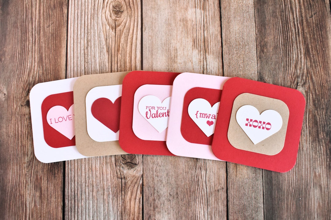 Mini Valentine's Cards Mini Valentine Card Set Handmade Valentine Note ...