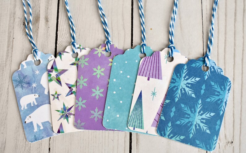 Blue & Purple Holographic Christmas Gift Tags Handmade - Etsy