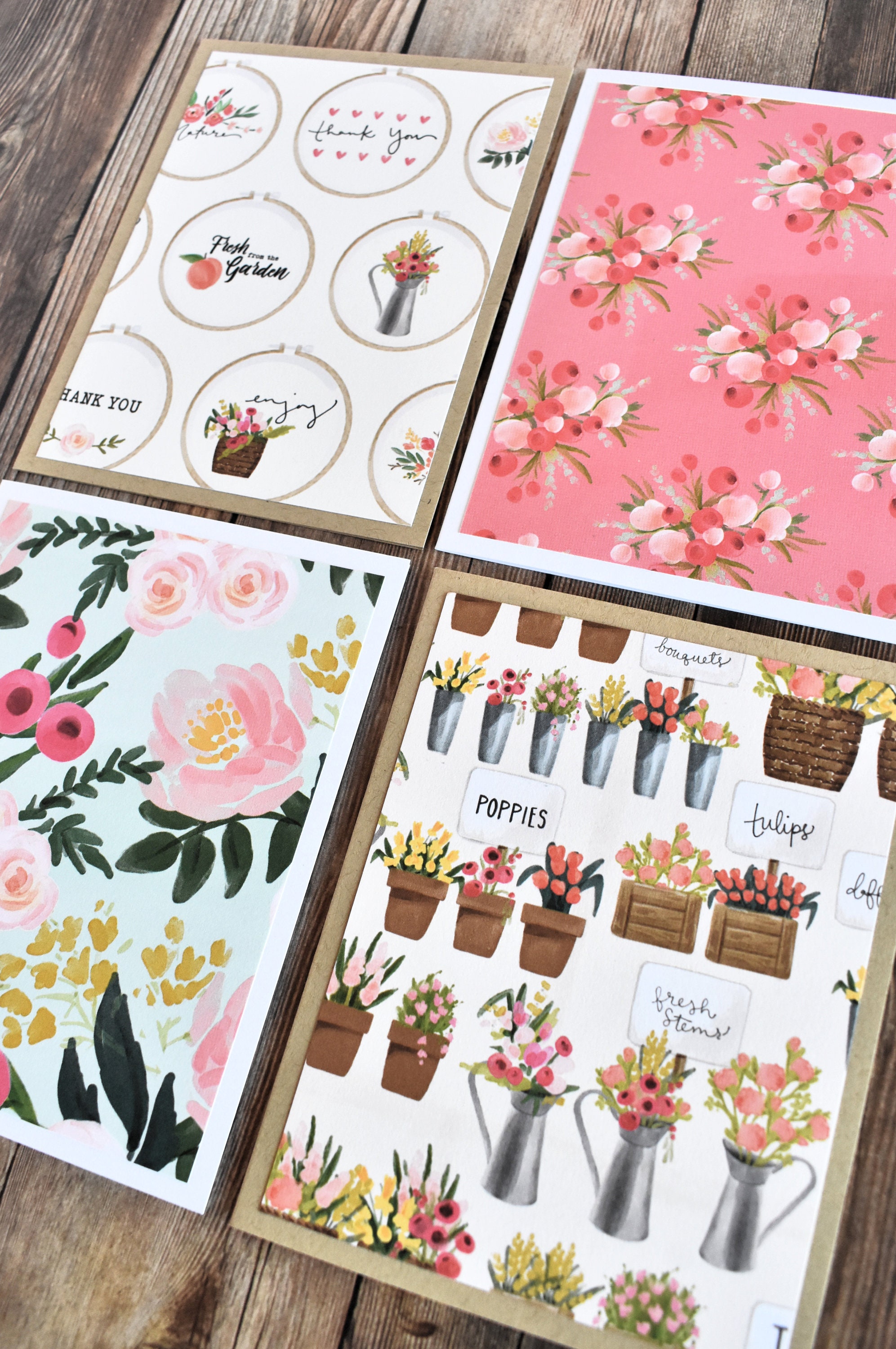 Handmade Market Garden Stationary Set Blank Floral Note Cards Gardener ...