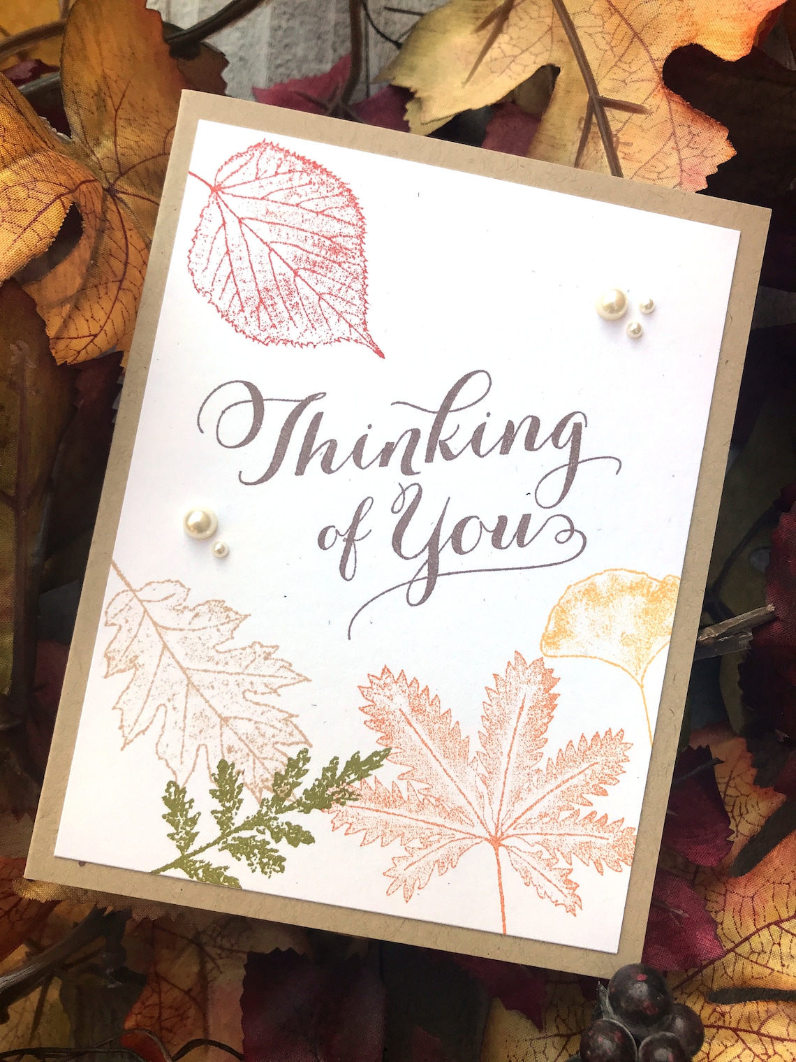 Fall Thinking of You Card Autumn Card Fall Leaves Card Fall Hello Card ...