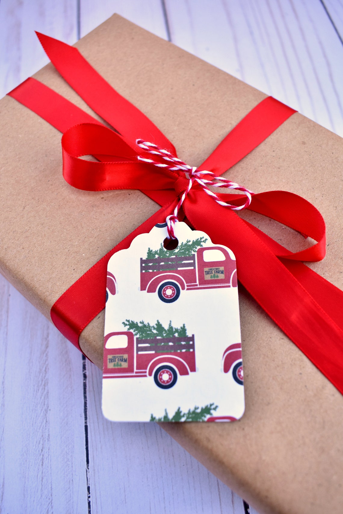 Handmade Red Truck Christmas Gift Tags With String Rustic | Etsy
