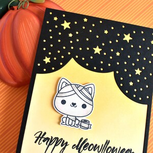 Cute Halloween Card for Kids Orange and Black Happy Halloween Cat Card ...