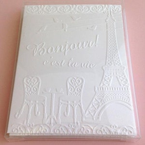 French Stationary - Paris Cards - Blank Greeting Cards - White Embossed ...