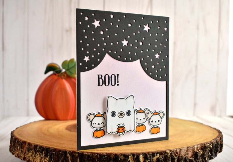 Cute Ghost Kids Halloween Card Boo Happy Halloween Card for Girl Trick ...