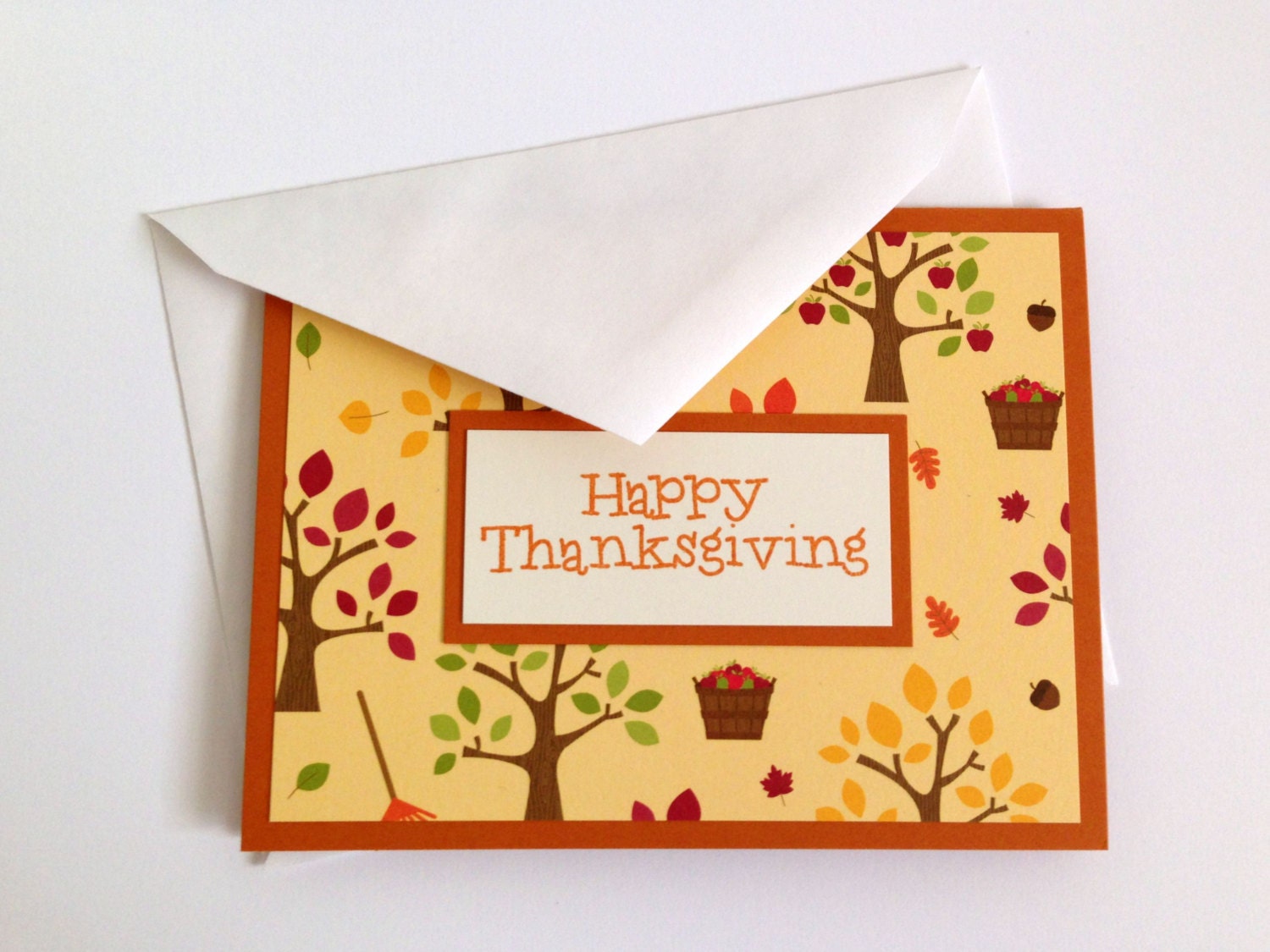 Happy Thanksgiving Card Autumn Greeting Card Fall Tree Leaves Card ...