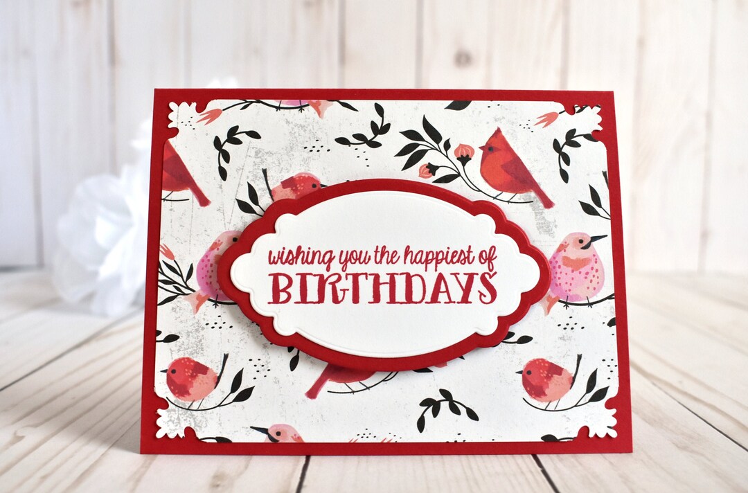 Red Bird Birthday Card for Her - Birthday Card for Grandma - Mom ...