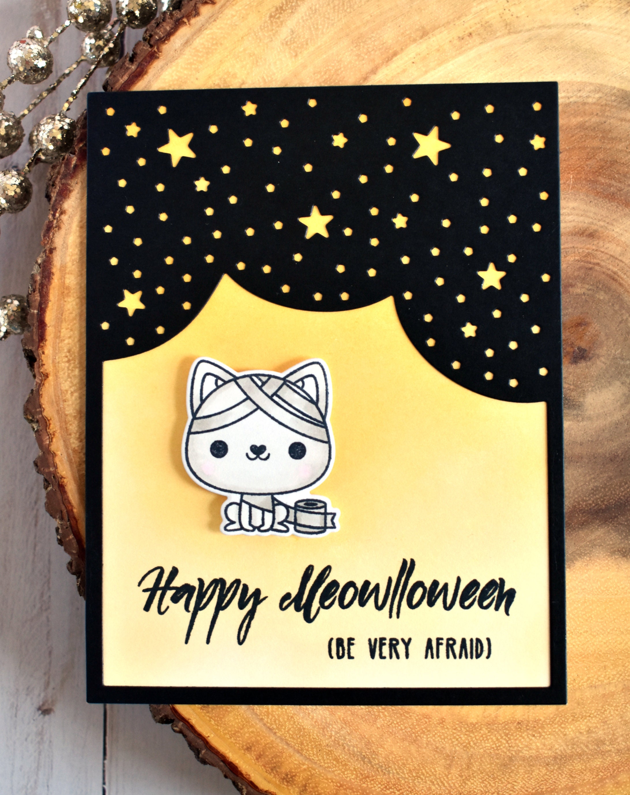 Cute Halloween Card for Kids Orange and Black Happy Halloween Cat Card ...