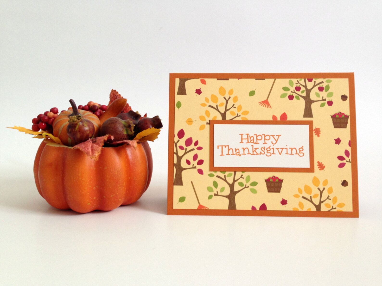 Happy Thanksgiving Card Autumn Greeting Card Fall Tree Leaves Card ...