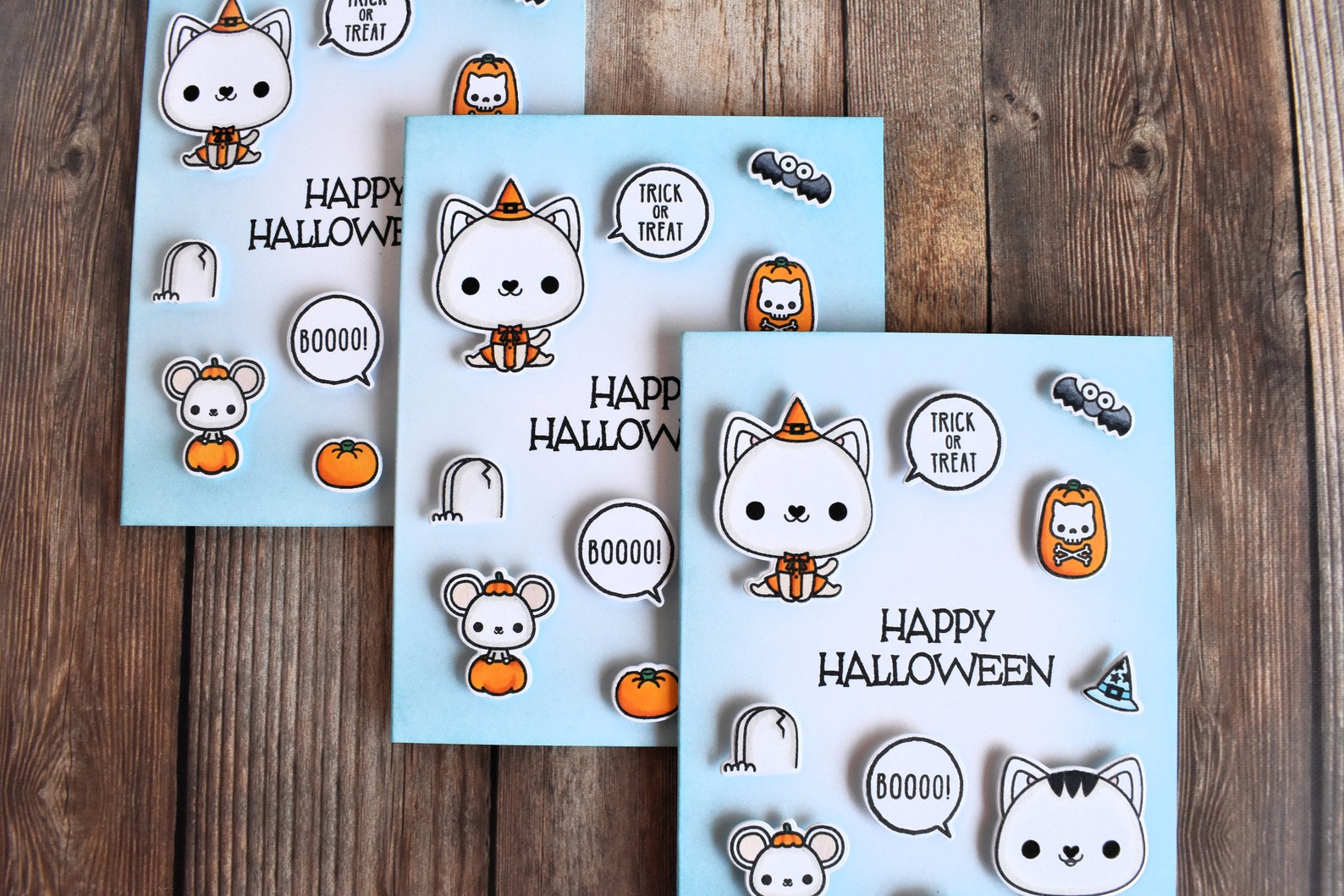 3D Handmade Halloween Card With Witch, Skeleton, Bat, and Pumpkins Cute ...