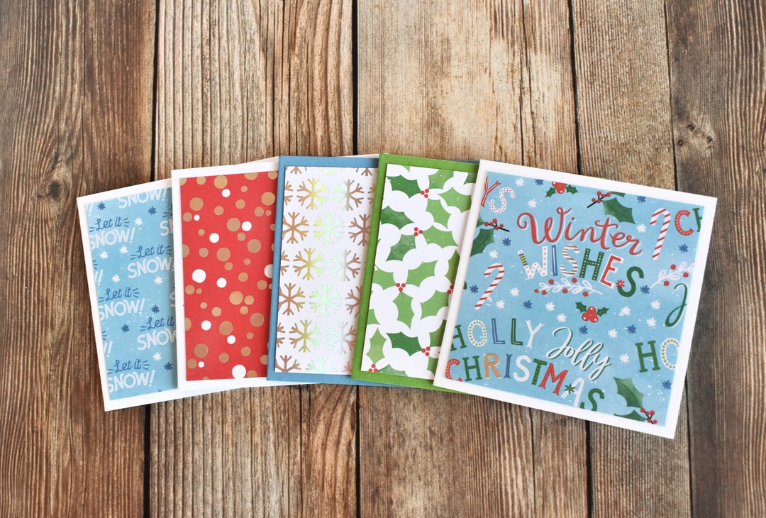 Holographic Handmade Mini Christmas Cards With Envelopes 3 X 3 Tiny ...