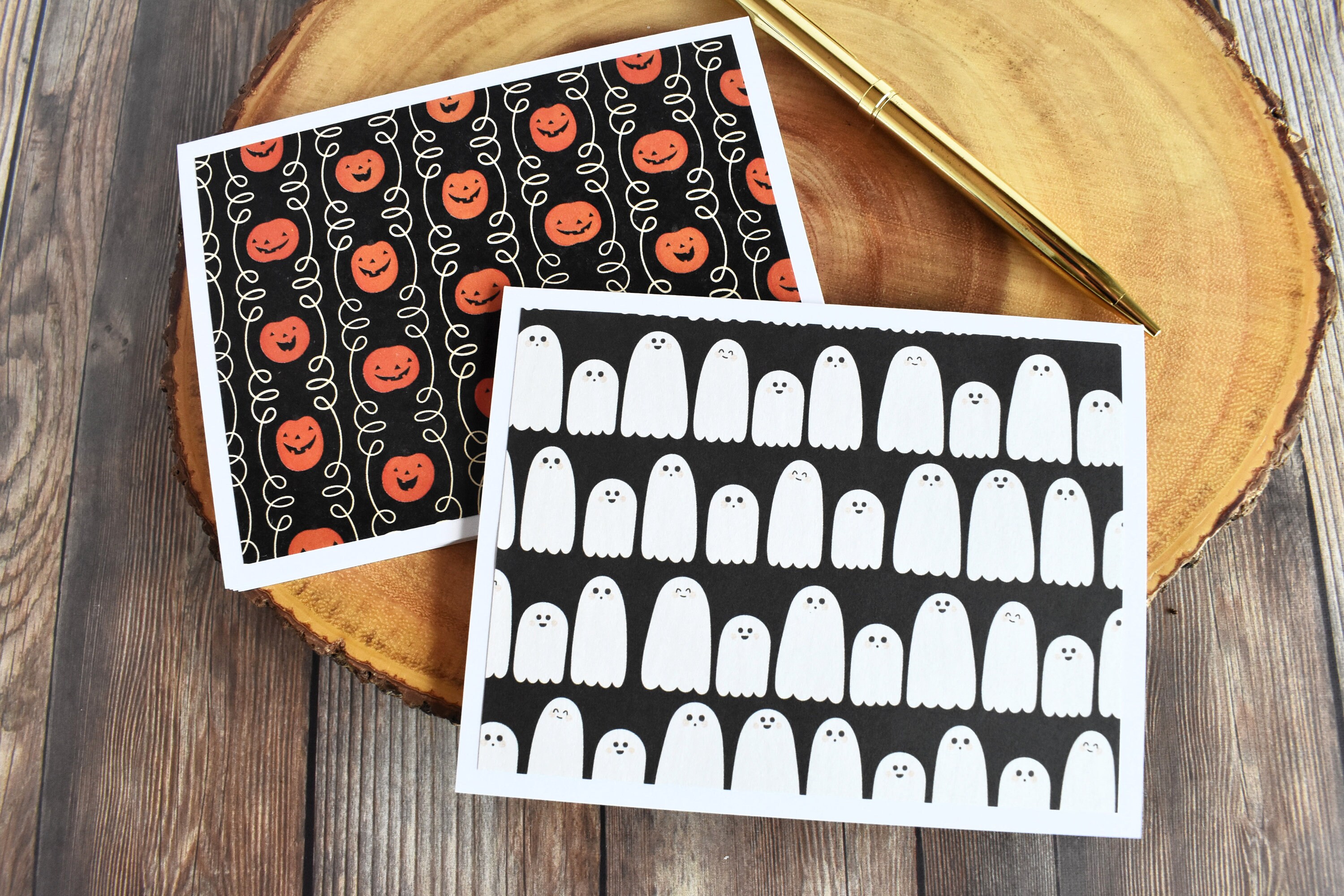 Rustic Halloween Note Cards Modern Halloween Greeting Cards Handmade ...
