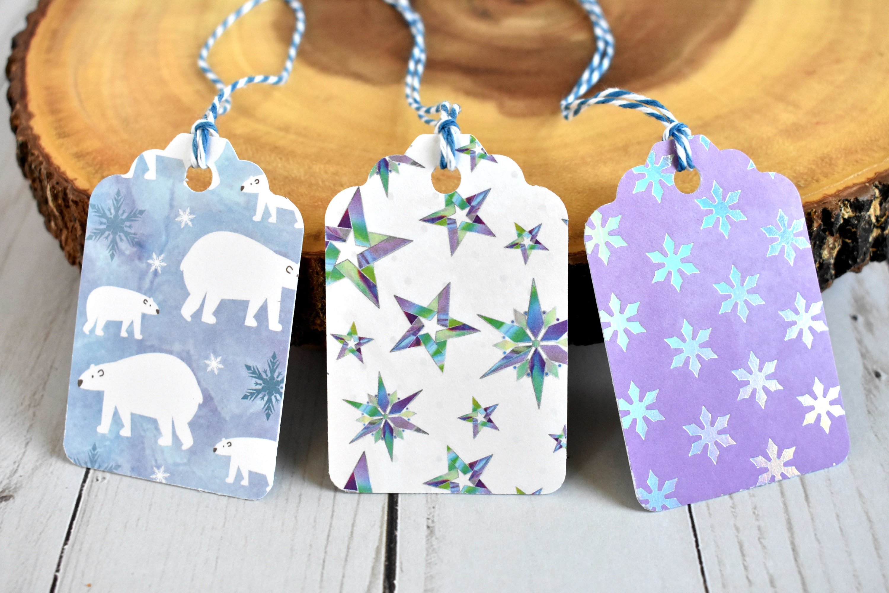 Blue & Purple Holographic Christmas Gift Tags Handmade Christmas Gift ...