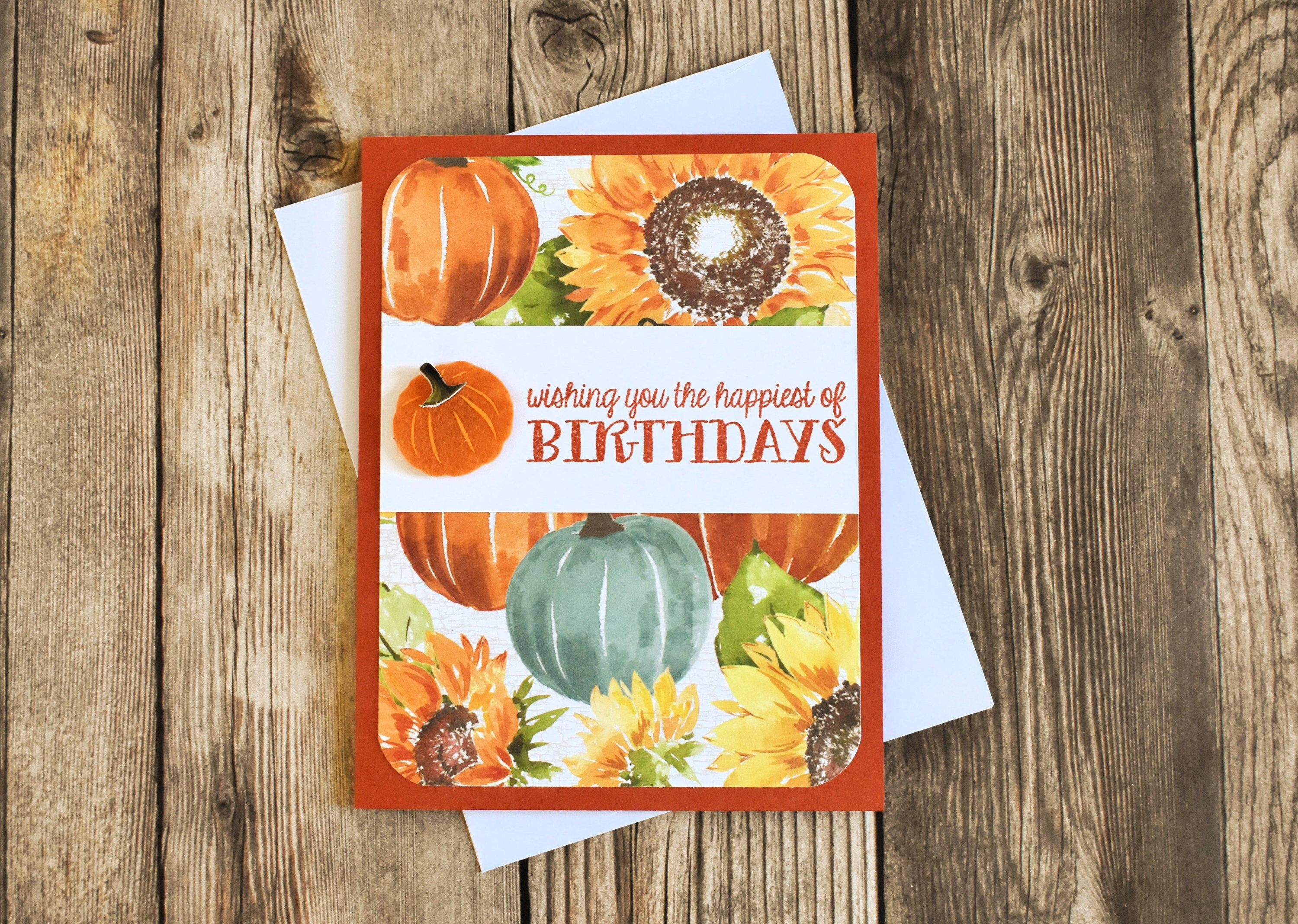 Fall Birthday Card for Sister - Autumn Pumpkin Birthday Greeting Card ...