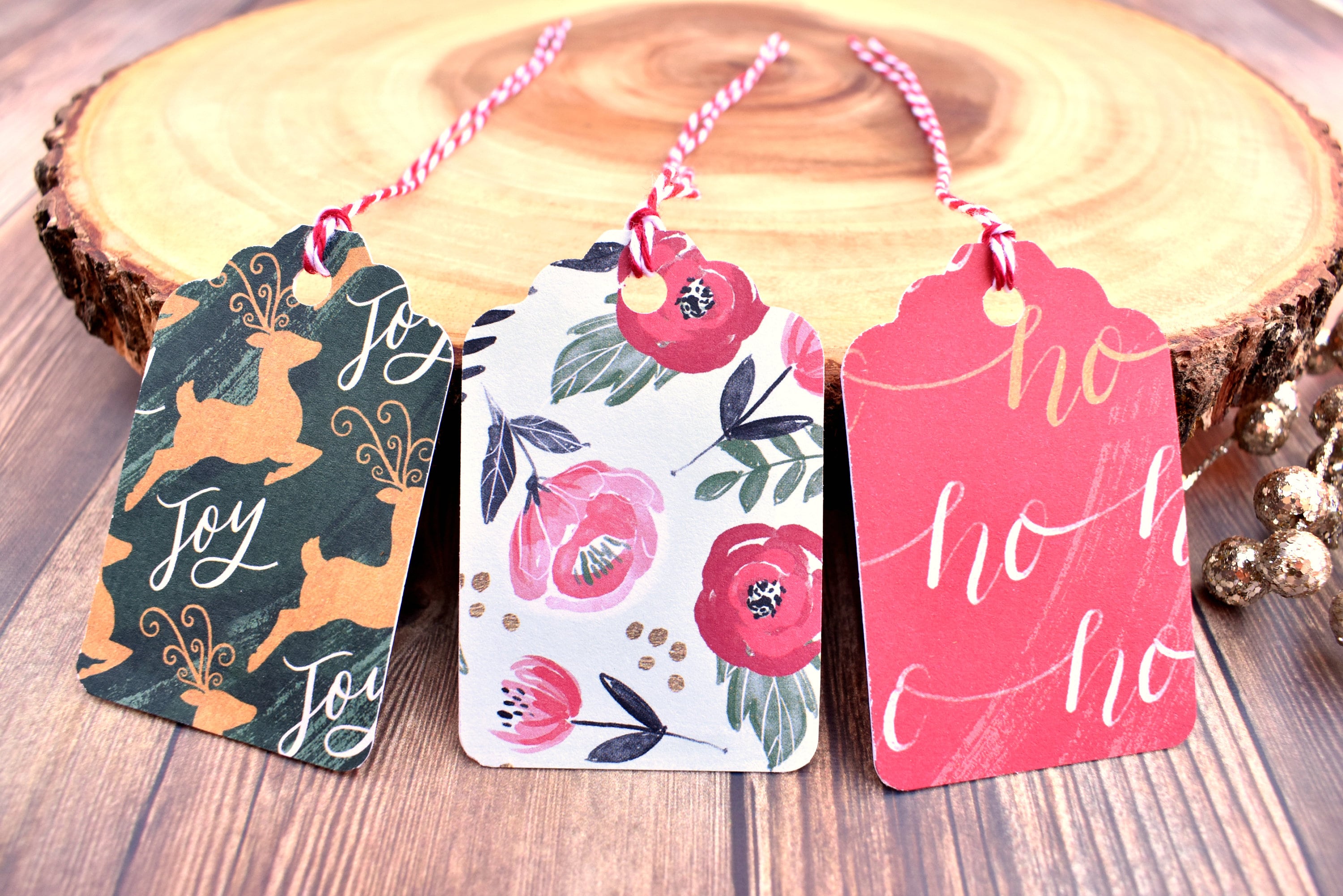 Modern Watercolor Christmas Gift Tags With String Stamped Christmas ...