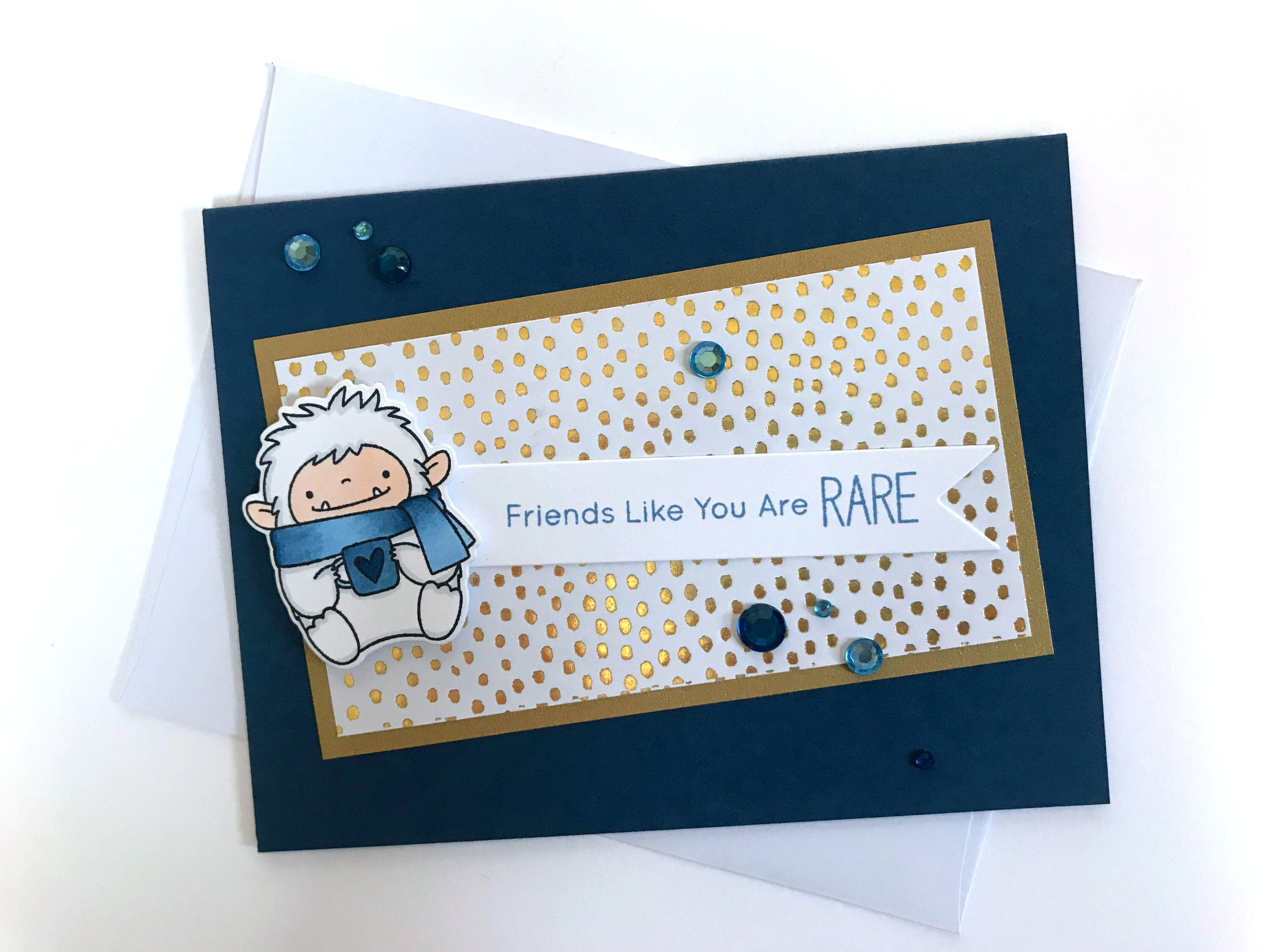 Handmade Friendship Card Handstamped 3D Copic Greeting Card Yeti Card ...