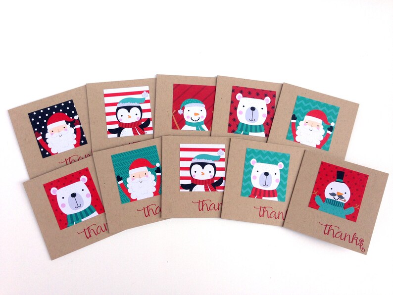 Mini Christmas Thank You Card - Mini 3 X 3 Cards With Envelopes - Mini ...