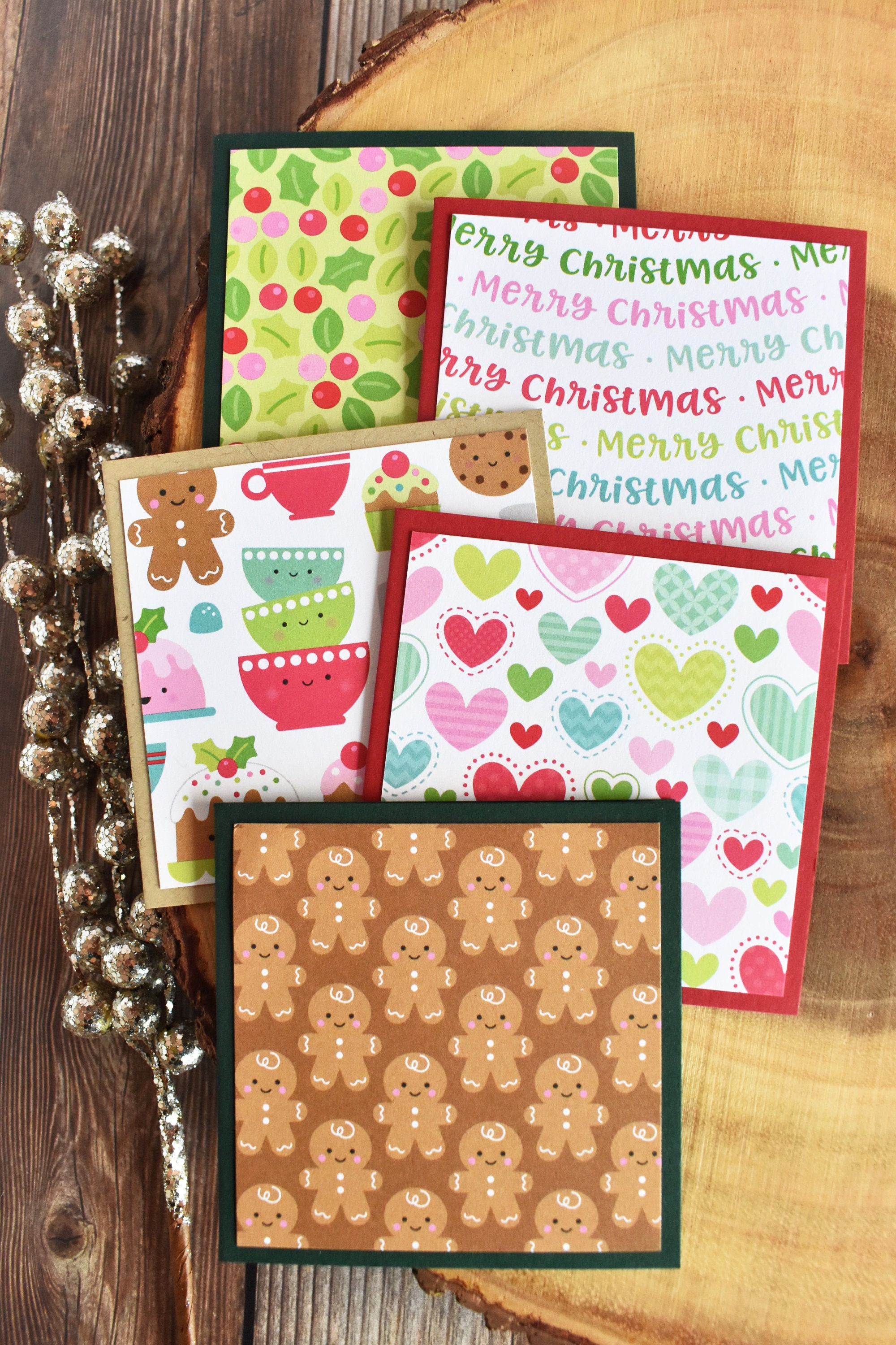 Mini Christmas Cards - Mini Holiday Cards - Tiny Gingerbread Christmas ...