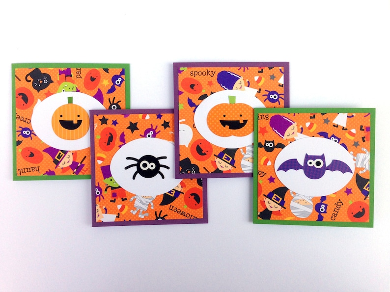 Mini Halloween Cards with Envelopes Set of 4 Miniature Happy | Etsy