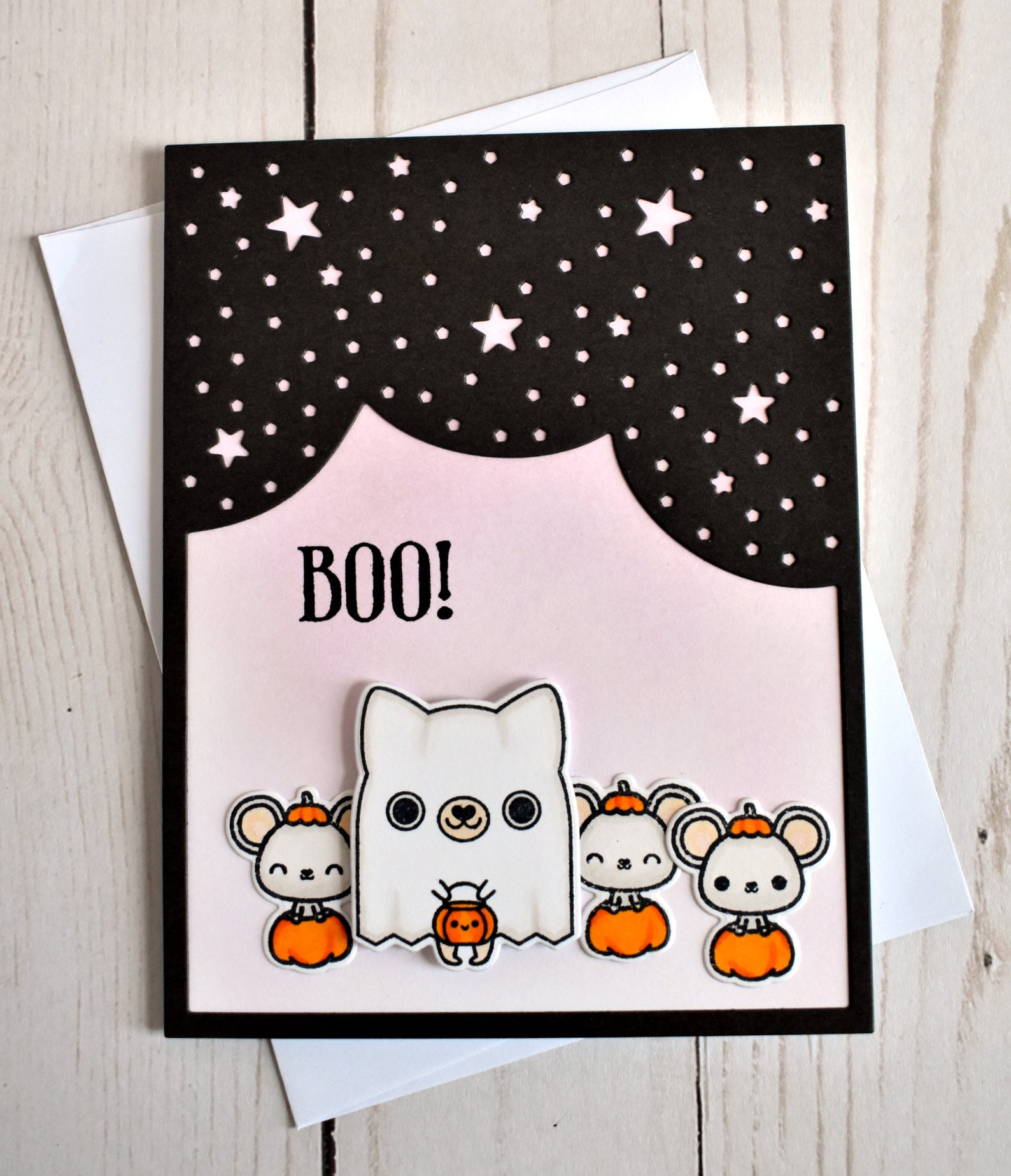 Cute Ghost Kids Halloween Card Boo Happy Halloween Card for Girl Trick ...