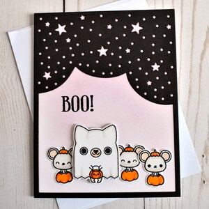 Cute Ghost Kids Halloween Card Boo Happy Halloween Card for Girl Trick ...