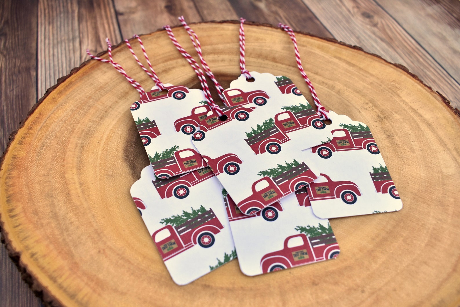 Handmade Red Truck Christmas Gift Tags With String Rustic Christmas ...