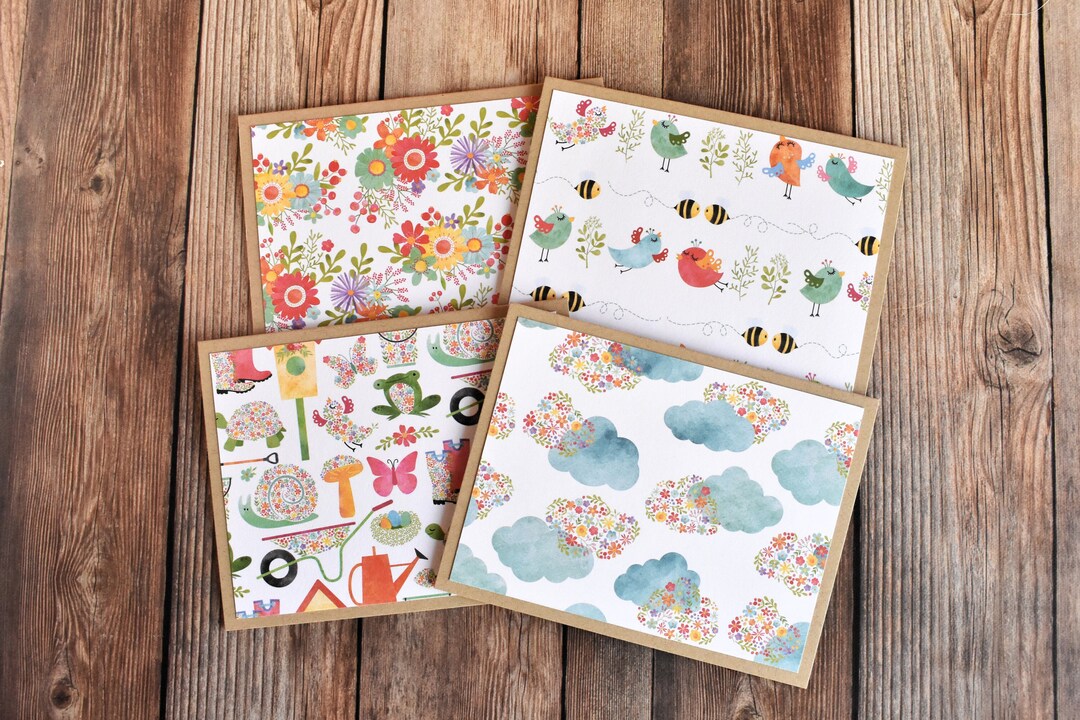 Spring Note Cards - Handmade Blank Stationery - Floral Notecards ...