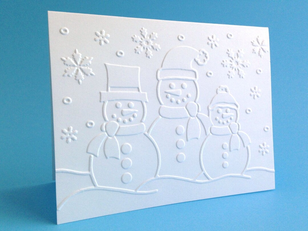 Boxed Christmas Cards - Embossed Snowman Card Set of 8 - Embossed ...