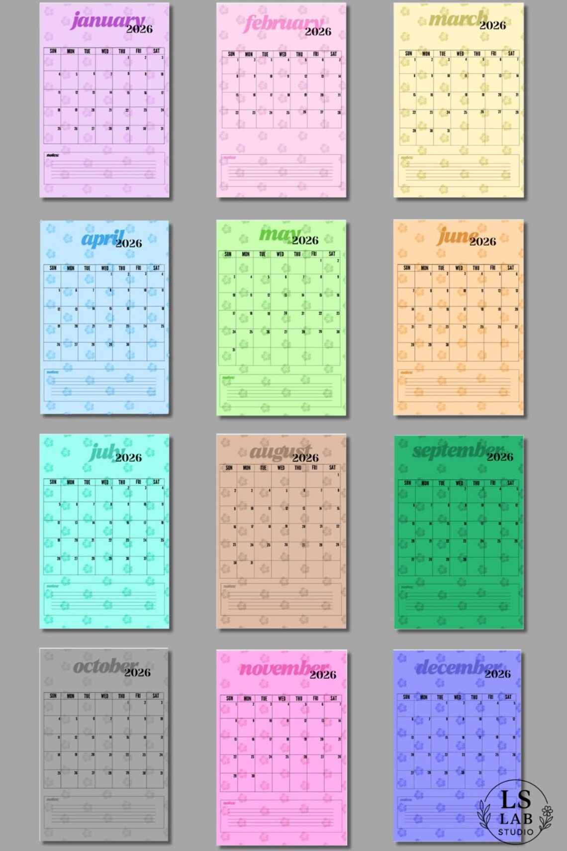 Editable Canva Calendar Template | Flower Background | Minimal Monthly ...