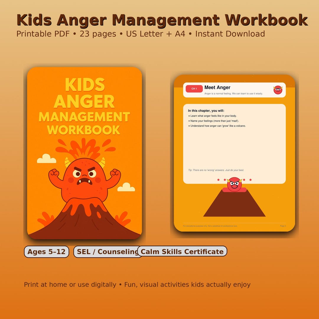 Kids Anger Management Workbook Printable | Coping Skills + Calm-down ...