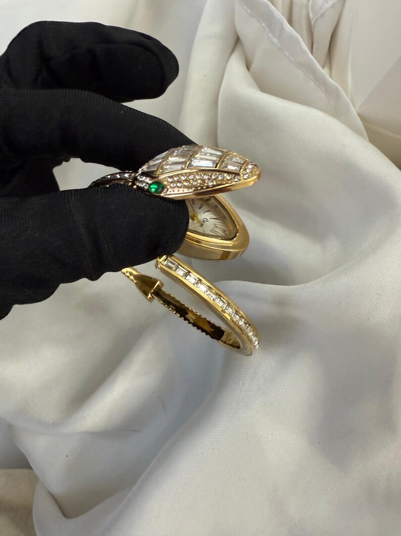 Snake Bangle Watch, Gold Stainless Steel, Secret Compartment - Etsy