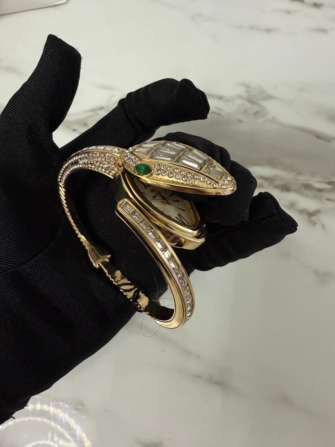 Snake Bangle Watch, Gold Stainless Steel, Secret Compartment - Etsy
