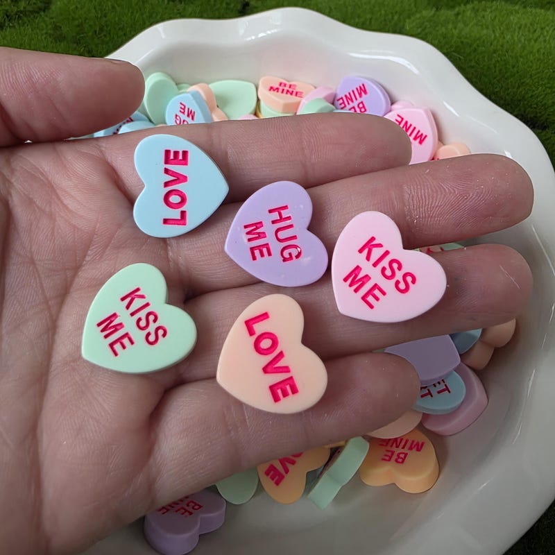 Mini Candy Heart Charms - Etsy