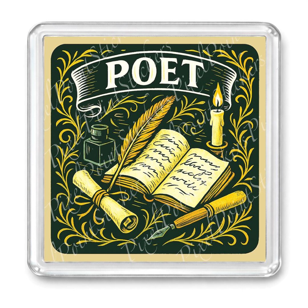 Poet Magnet – Vintage Poet Art, Writer Gift, Literary Office Decor ...