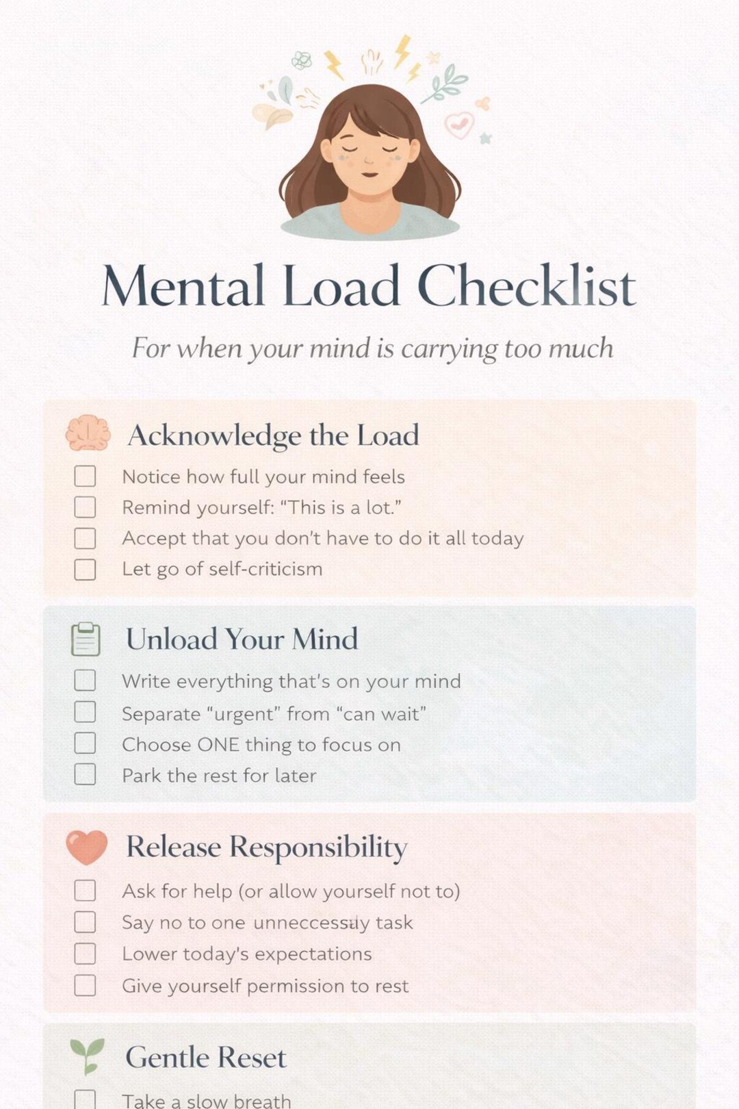 Mental Load Checklist | Printable PDF for Overwhelm, Stress & Mental ...