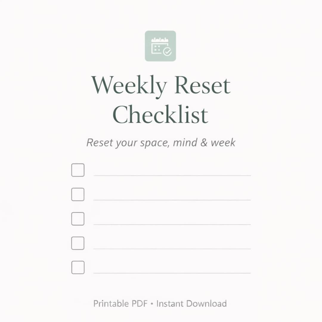 Weekly Reset Checklist | Printable PDF to Reset Your Mind, Space & Week ...