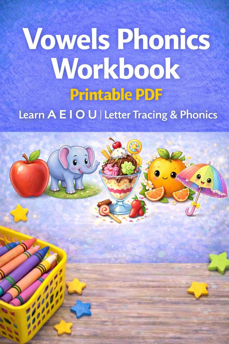 Vowel Tracing Worksheets Printable PDF – Learn AEIOU Letters for ...