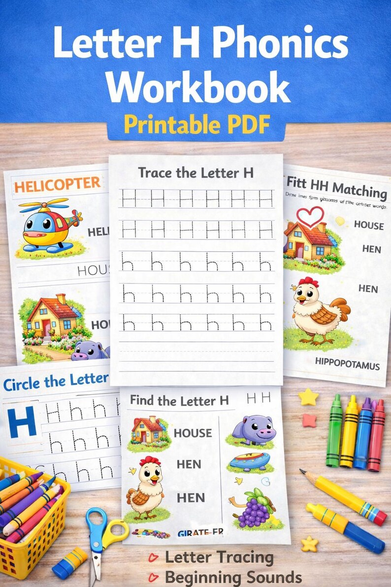 Letter H Phonics Worksheet Printable PDF - Etsy