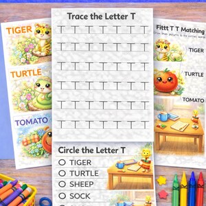 Letter T Phonics Worksheet | Printable PDF | Alphabet Tracing for ...