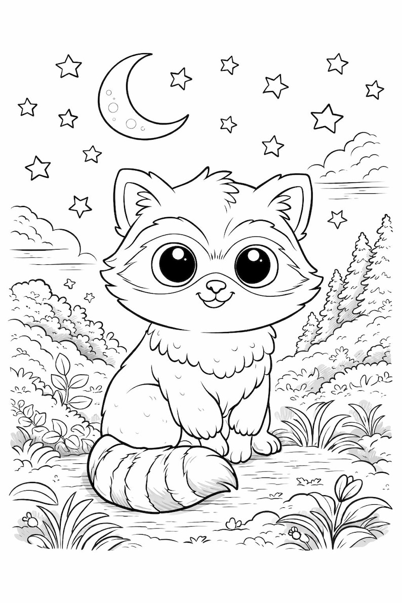 Cute Nocturnal Animals Coloring Pages for Kids Printable | Woodland ...