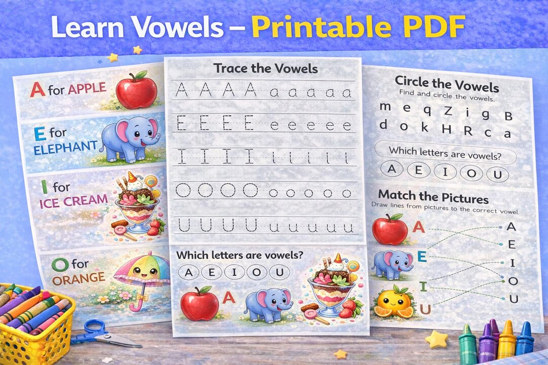 Vowels Phonics Worksheets AEIOU | Printable Vowel Activities ...