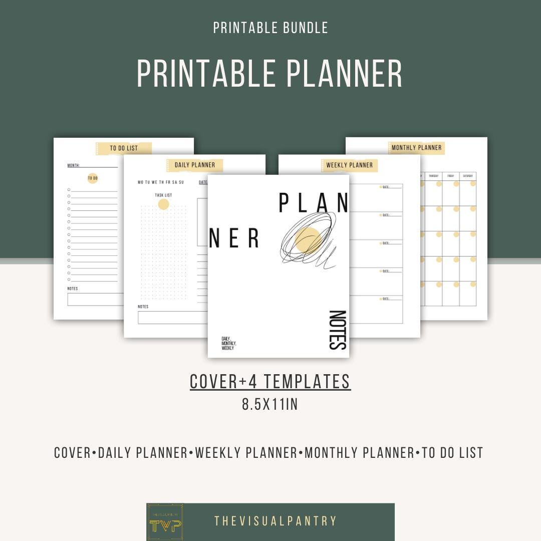 Printable Bundle, Daily Planner, Weekly Planner, Monthly Planner, to Do ...