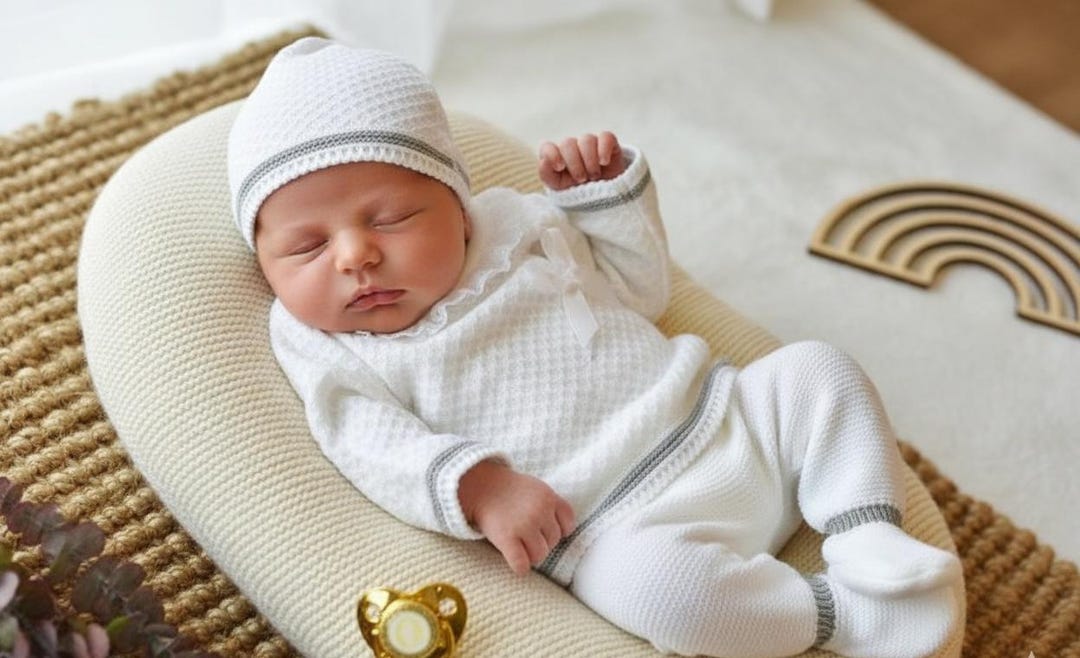 Knit First Newborn Cloth Baby White Neutral Spanish Knitted Newborn ...